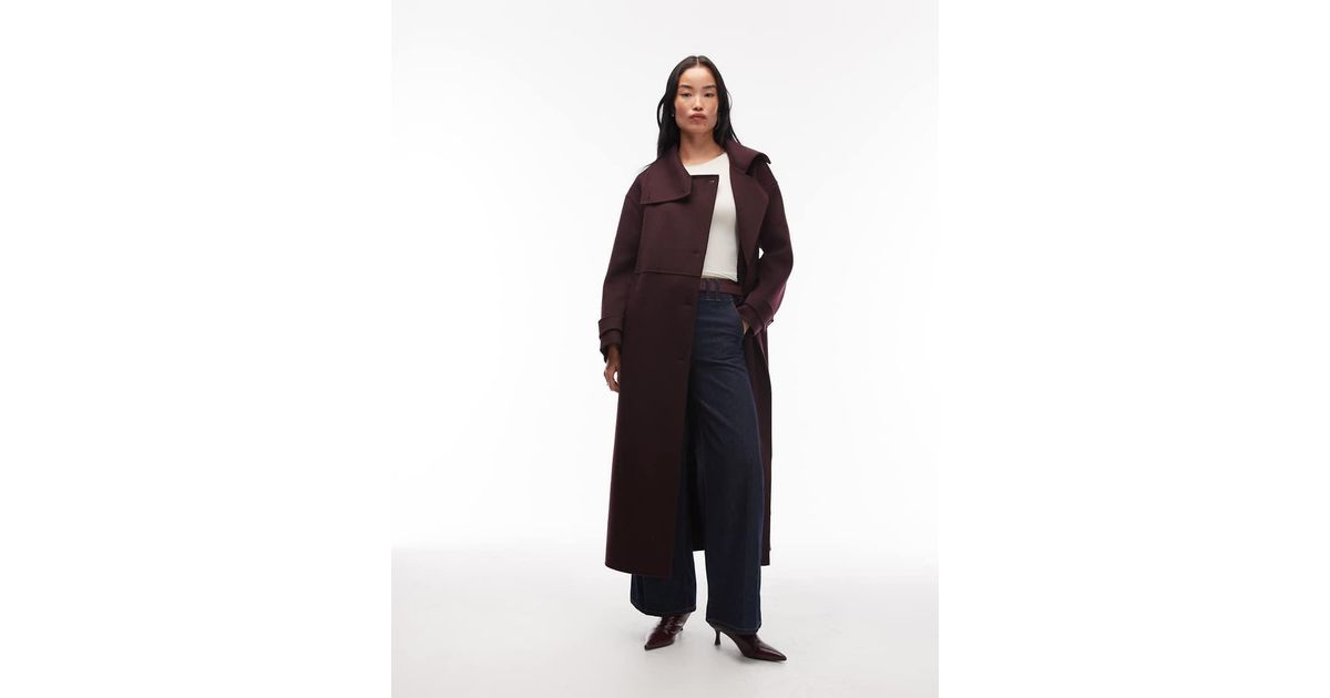 ARKET Wool Maxi Belted Trench Coat With Side Splits in Blue | Lyst UK