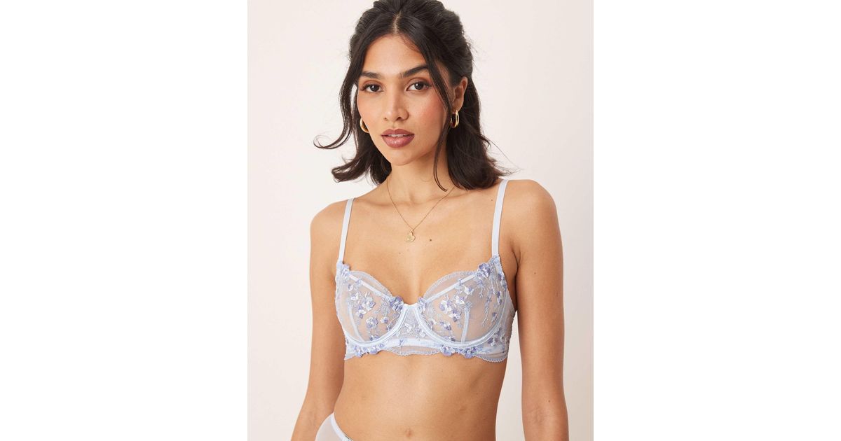 KAT THE LABEL Sofia Underwire Bra in Blue | Lyst