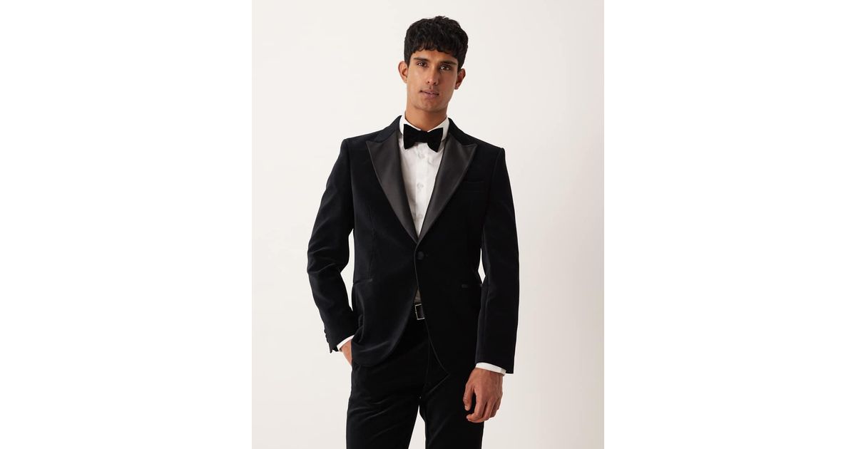 ASOS Smart Slim Suit Tuxedo Jacket in Black for Men | Lyst UK