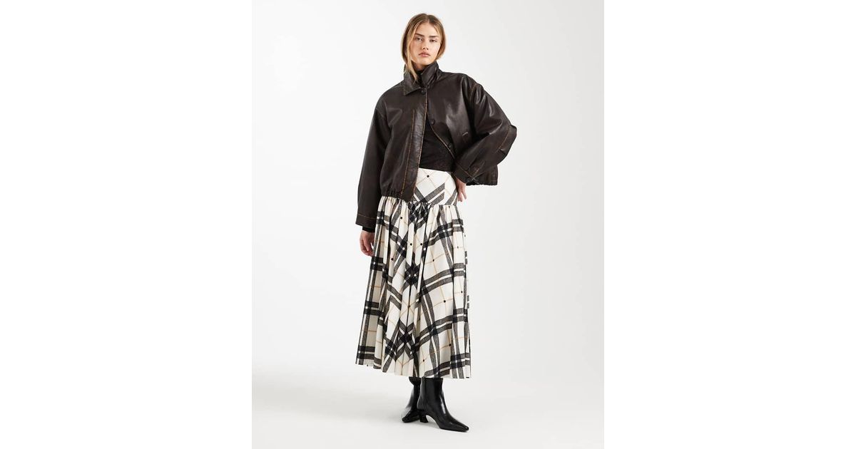 ASOS Drop Waist Volume Midi Skirt in White | Lyst UK