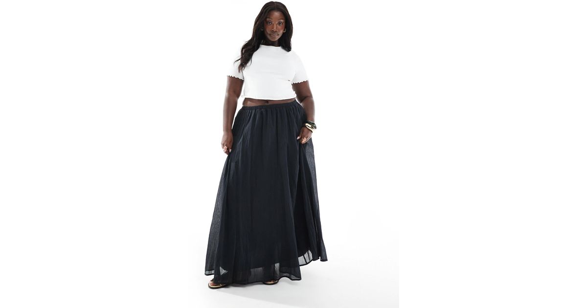 ASOS Asos Design Curve Cotton Godet Maxi Skirt in Black | Lyst