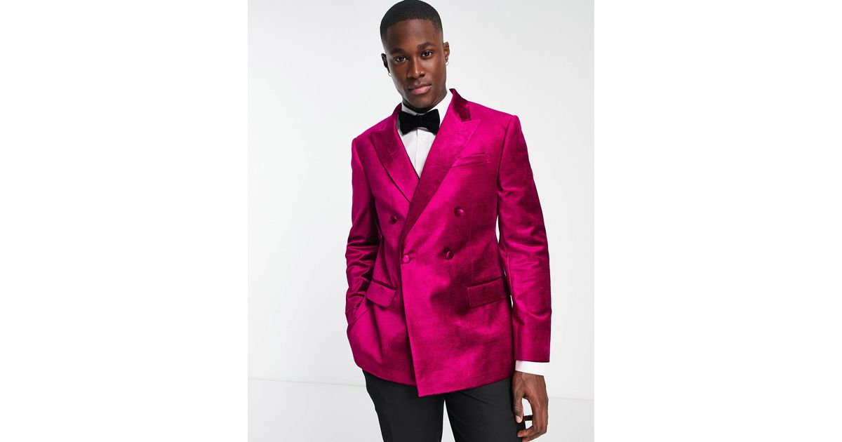 River Island Velvet Tuxe in Pink for Men | Lyst