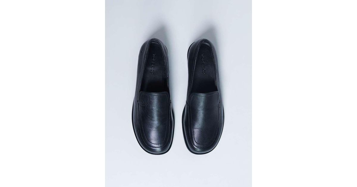 TOPSHOP Corrie Real Leather Flat Shoe Loafer in Blue | Lyst UK