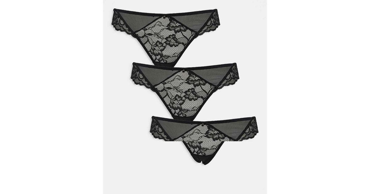 Ann Summers Sexy Lace 3 Pack Brazilians in Black | Lyst UK