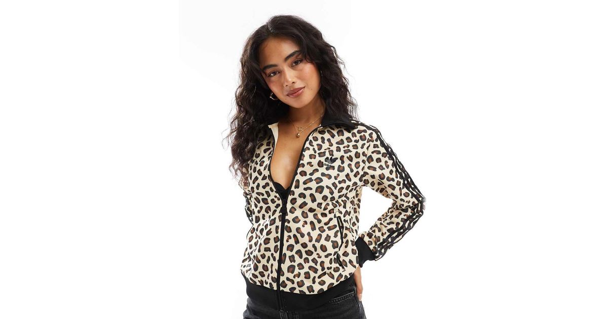 adidas Originals Adidas Leopard Print Firebird Track Top in Black | Lyst UK