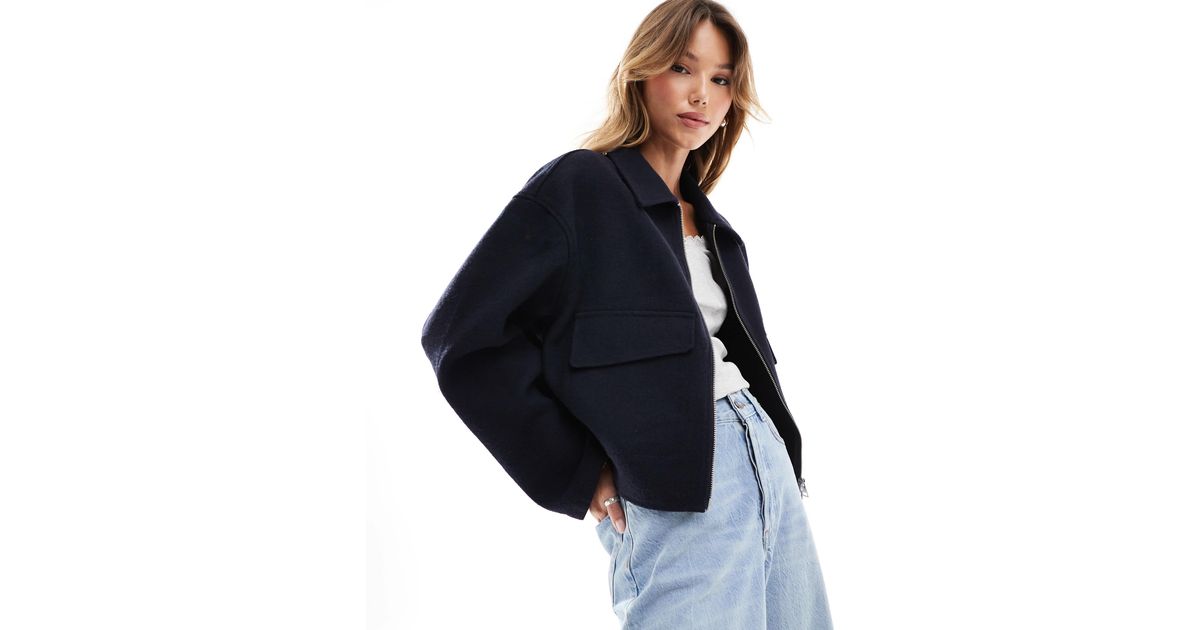 ASOS Clean Formal Bomber Jacket in Blue | Lyst