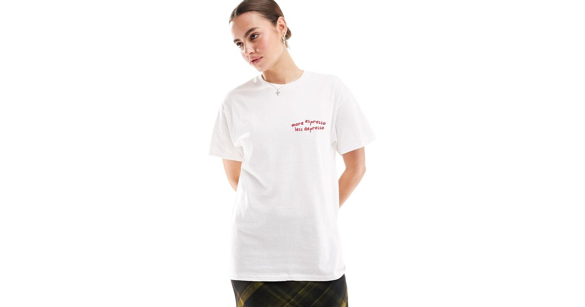 ASOS Oversized T-shirt With Croissant Espresso Graphic in White | Lyst