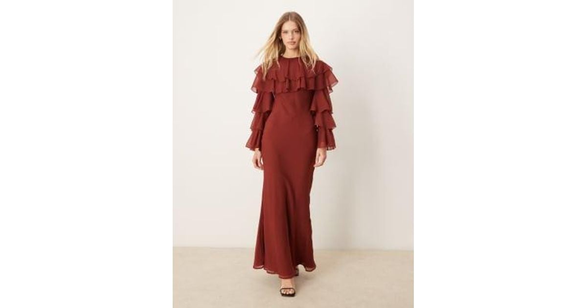 ASOS Tiered Ruffle Overlay Bias Maxi Dress | Lyst