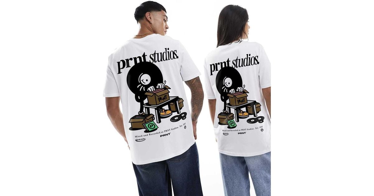 PRNT Studios Vinyl Front Print And Back Print Relaxed T-Shirt in ...