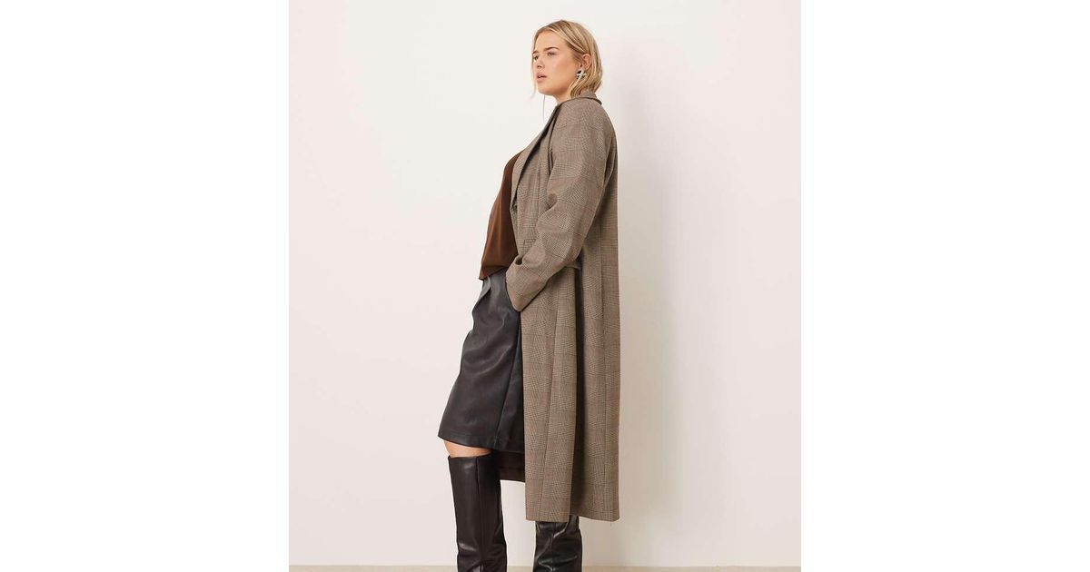 ASOS Curve Tailored Longline Blazer in Natural | Lyst UK