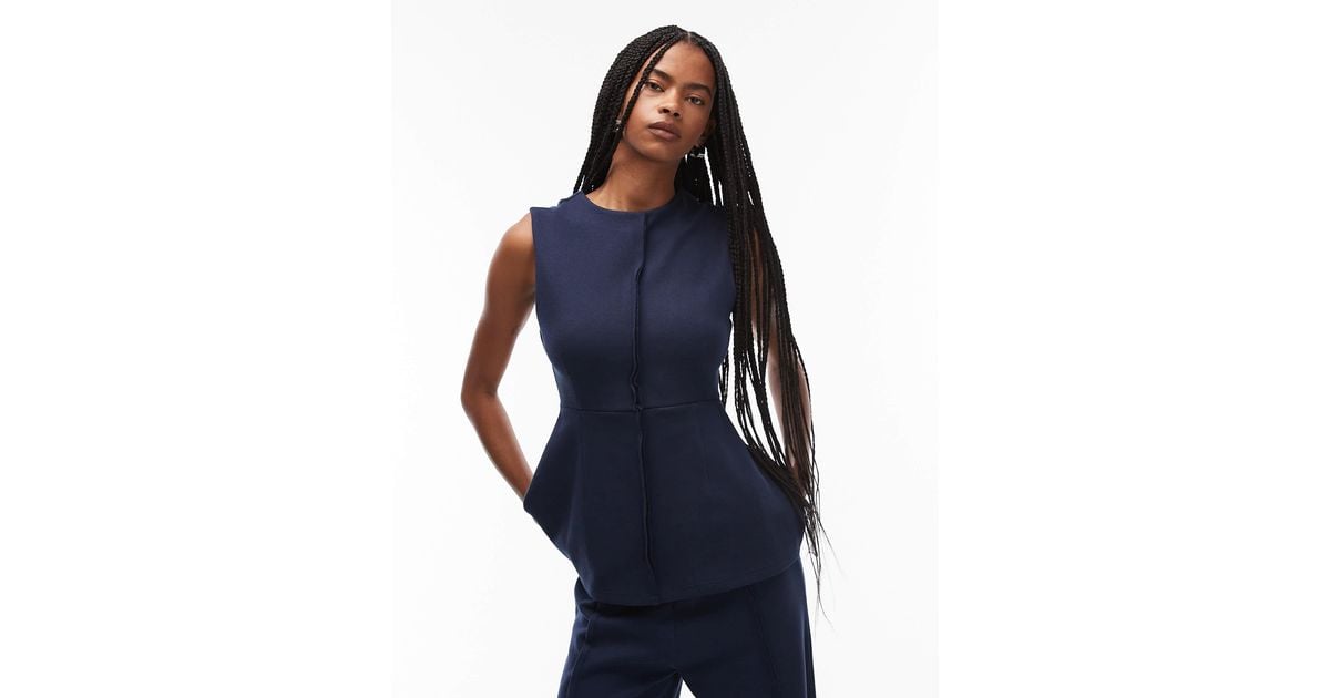 ASOS Seam Detail Fitted Tank Top in Blue | Lyst