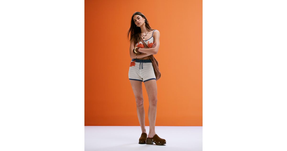 ASOS Mock Crochet Shorts With Applique Crab (part Of A Set)-white in ...