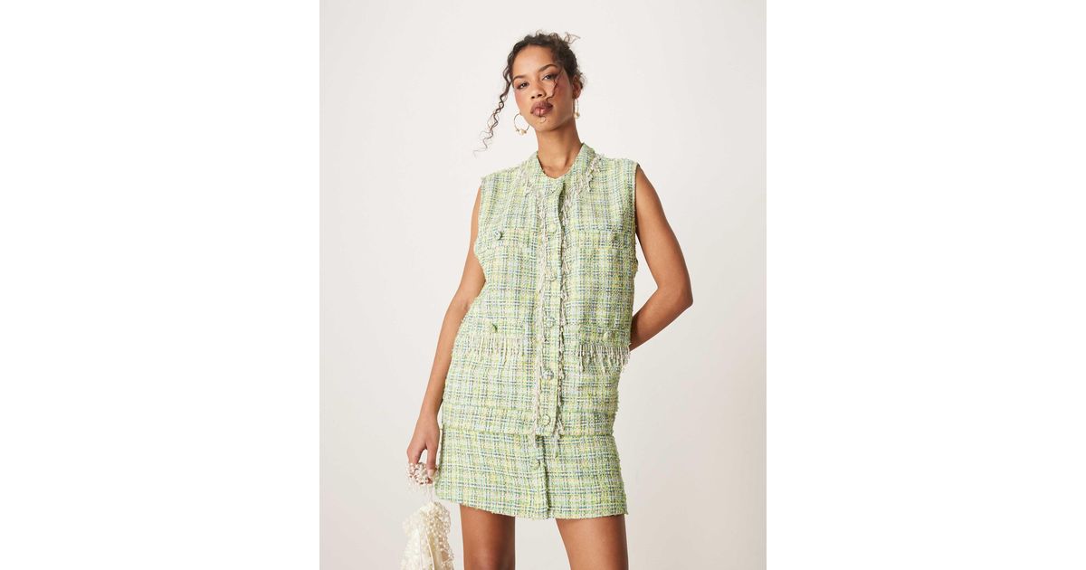 Sister Jane Beaded Tweed Jacket Co-Ord in Green | Lyst