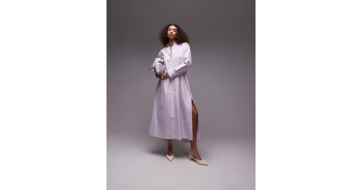 ARKET Maxi Shirt Dress With Side Splits in Purple | Lyst