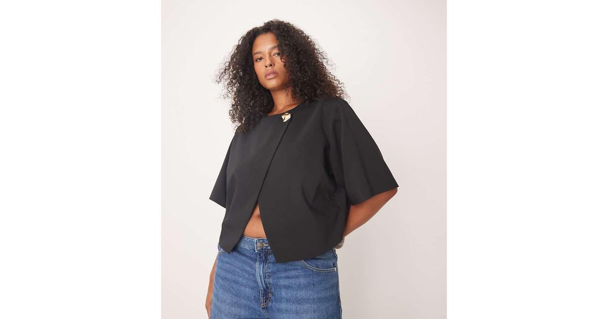 ASOS Asos Design Curve Tailored Button Top in Black | Lyst UK
