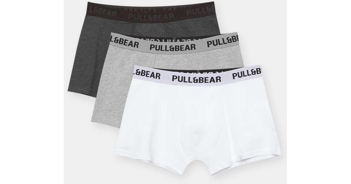 Pull&Bear Pack Of 3 Boxers in White for Men | Lyst UK