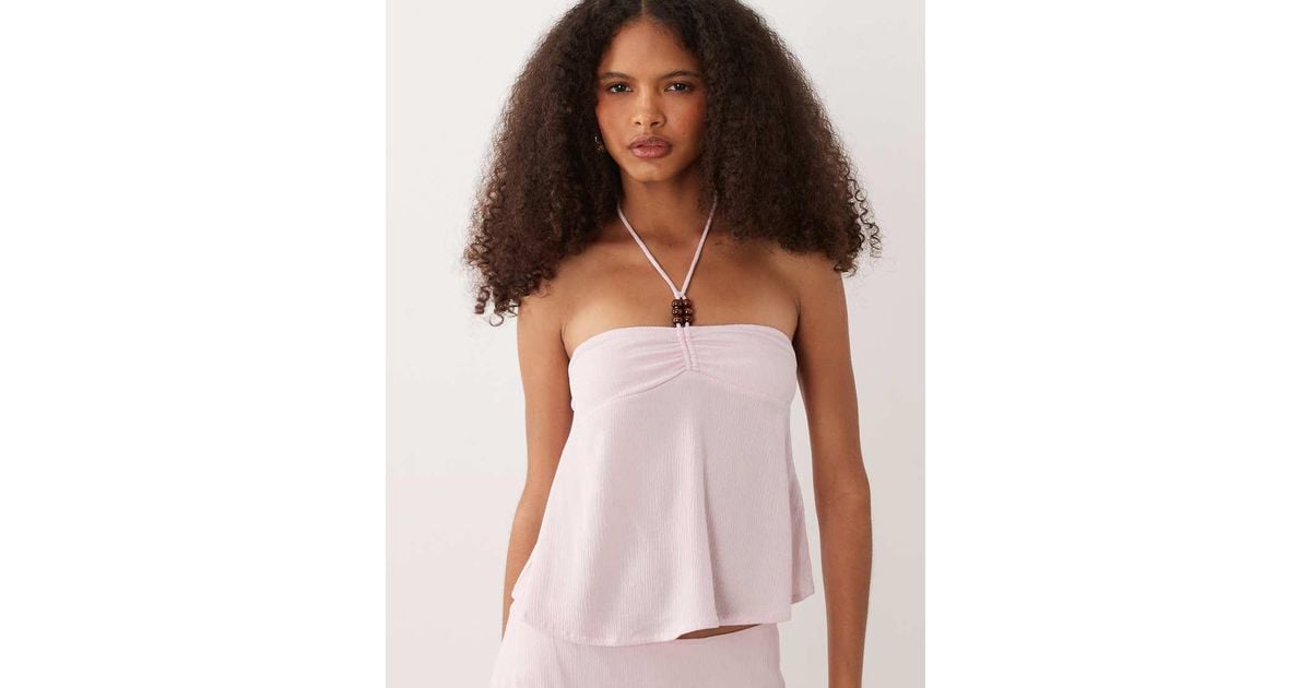 Motel Grain Halter Neck Beaded Top Co-Ord in Pink | Lyst UK