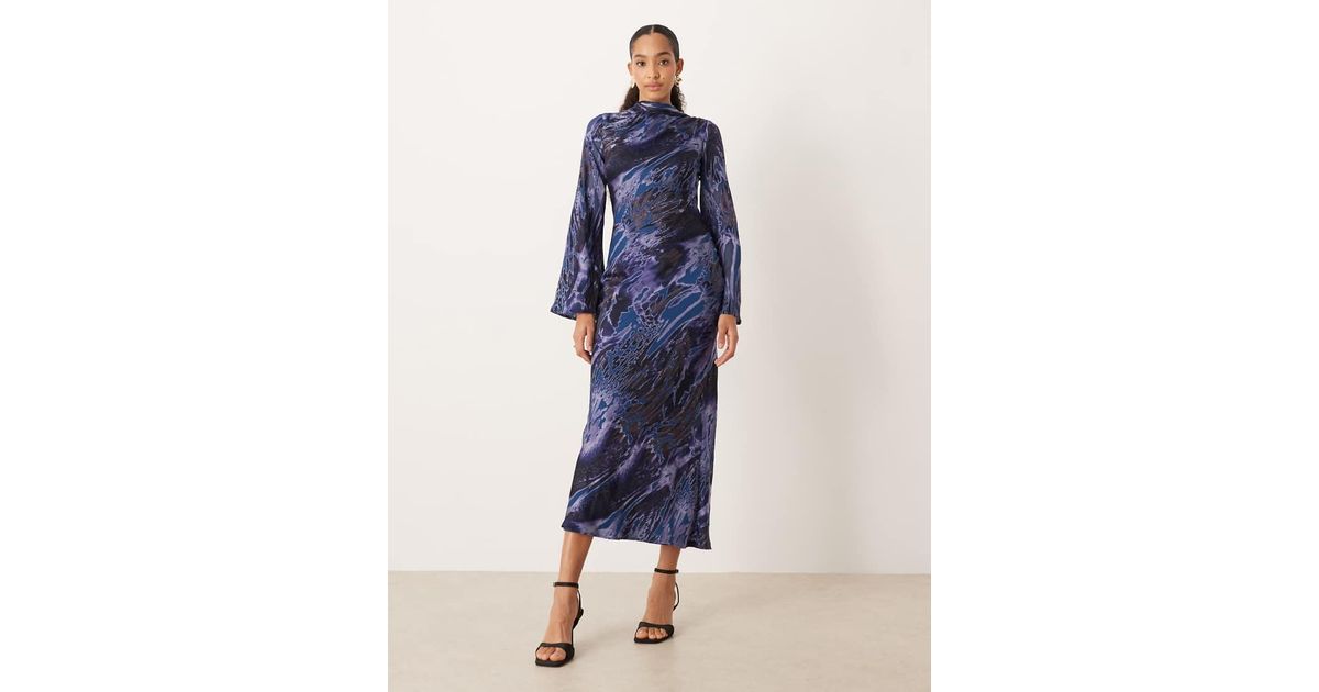 ASOS Maxi Dress With Scarf Detail in Blue | Lyst UK
