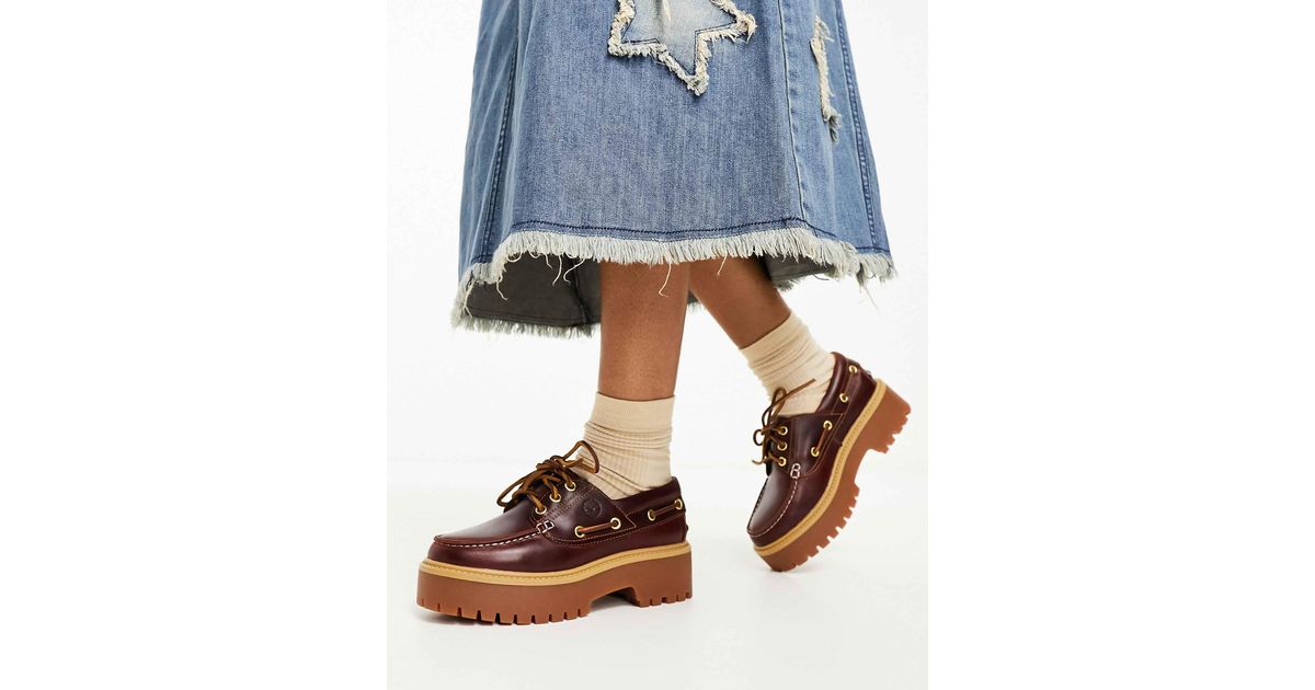 Timberland Premium Elevated Platform 3 Eye Boat Shoes in Blue | Lyst UK