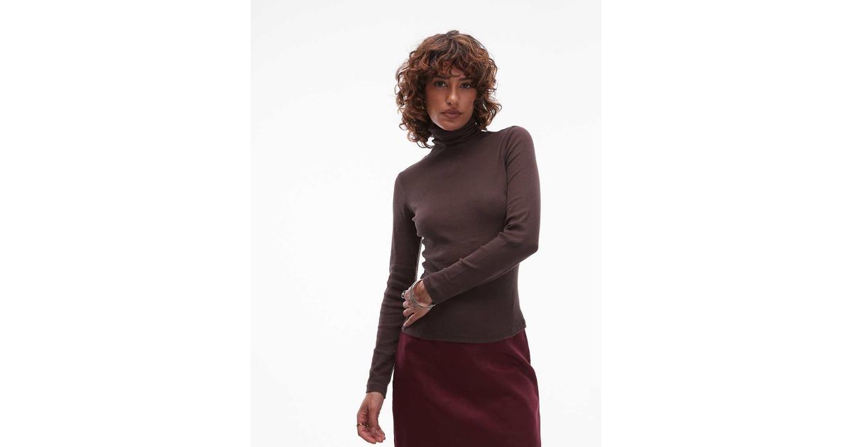 ASOS Roll Neck Second Skin Top in Purple | Lyst UK