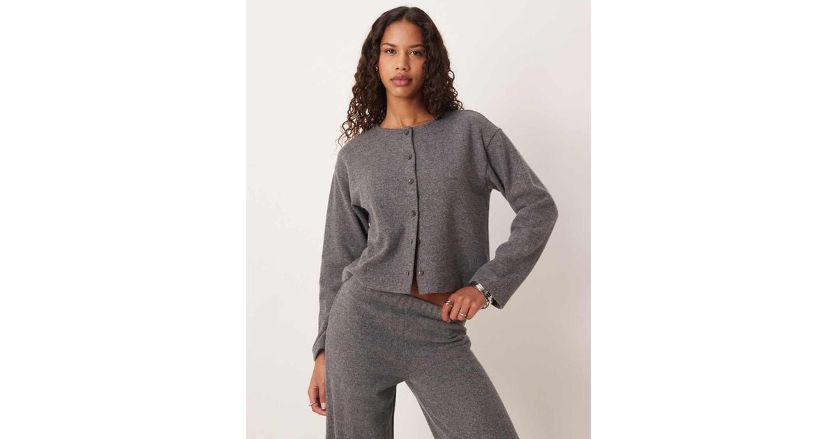 ASOS Super Soft Button Through Long Sleeve Co Ord Top in Grey | Lyst UK