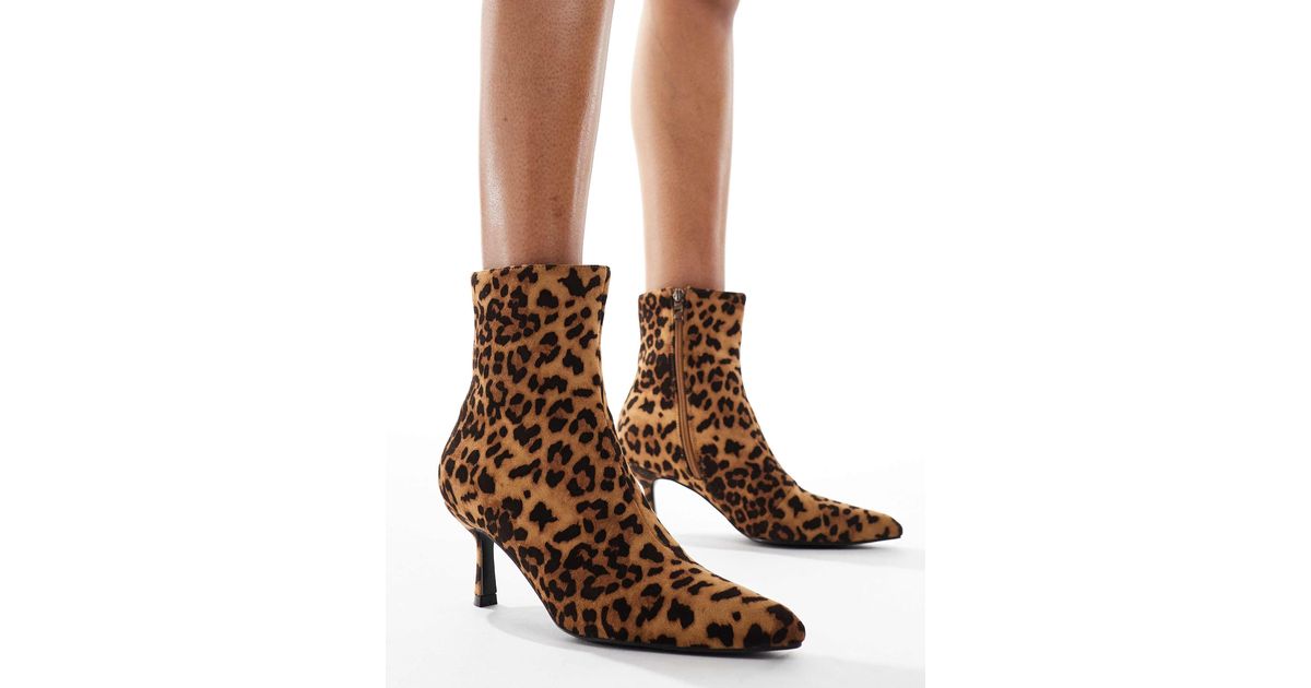 Glamorous Kitten Heel Ankle Boots in Brown | Lyst