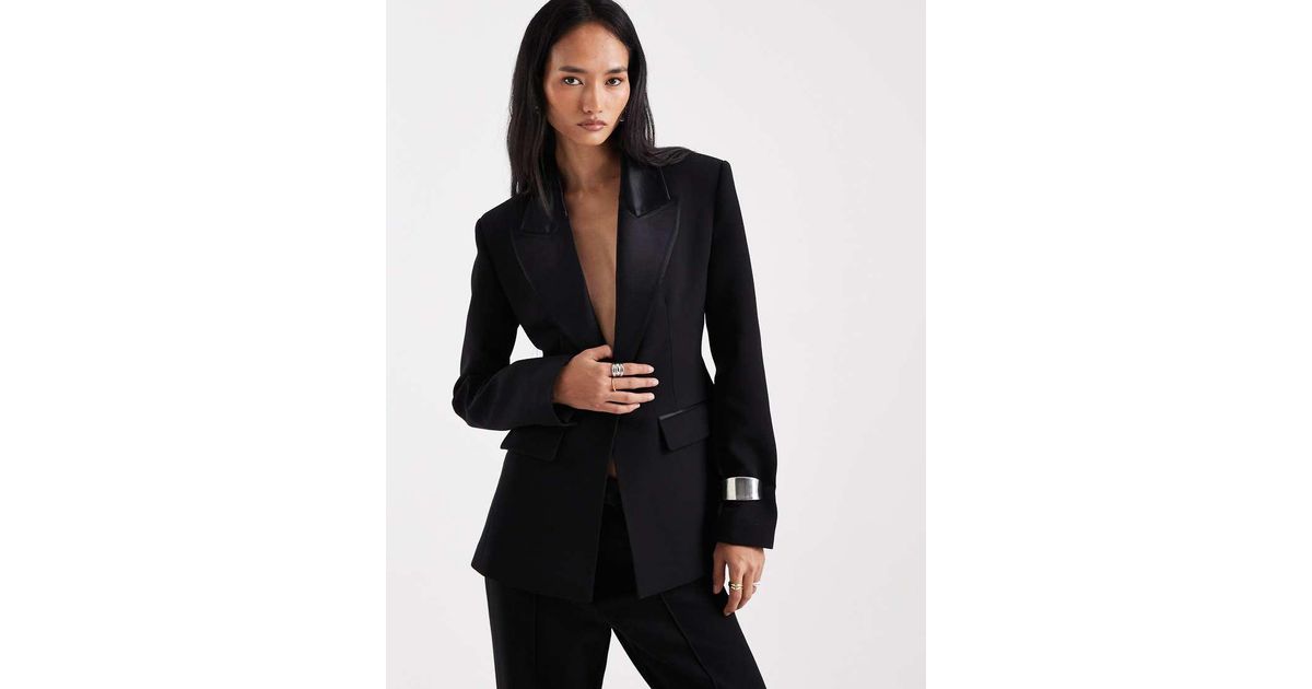 ASOS Occasion Tux Cinched Waist Blazer Co-ord in Black | Lyst UK