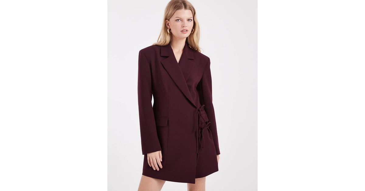 ASOS Wrap Front Blazer Dress With Tie Side in Purple | Lyst UK