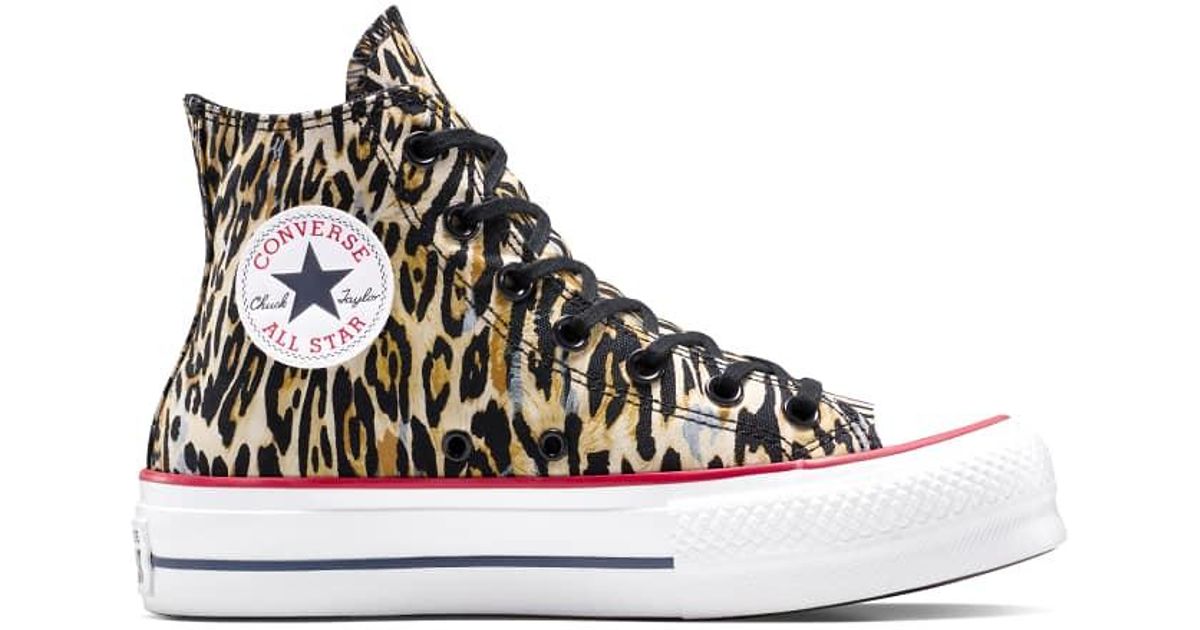 Converse Chuck Taylor All Star Lift Platform Leopard Trainers in White ...