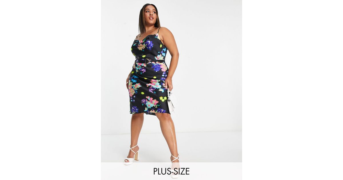 River Island Paisley Cowl Neck Mini Slip Dress In Black Blue Lyst
