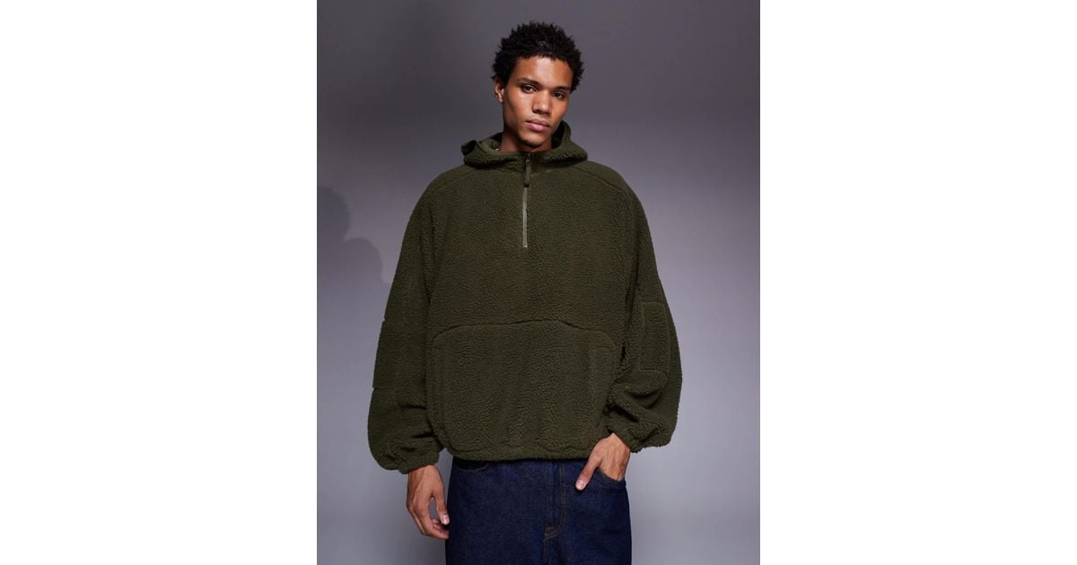 ASOS Extreme Oversized Quarter Zip Funnel Neck Hoodie in Gray for Men ...