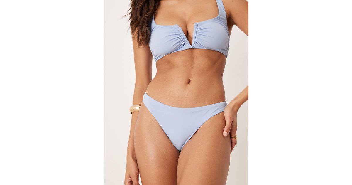 ASOS Maya Mix And Match High Leg Thong Bikini Bottom in Blue | Lyst