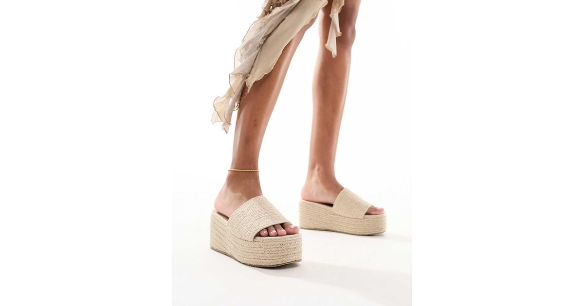 South Beach Platform Espadrille Mule Sandals in White | Lyst
