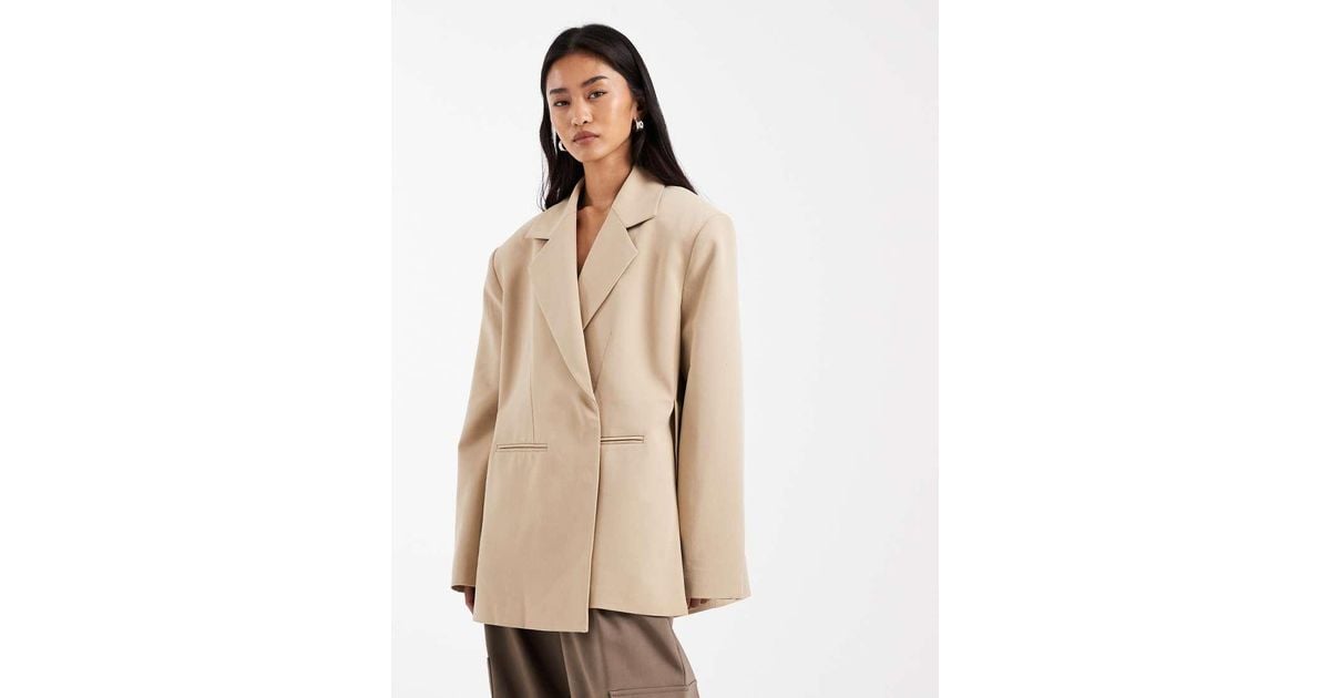 ASOS A Line Oversized Blazer in Natural | Lyst UK