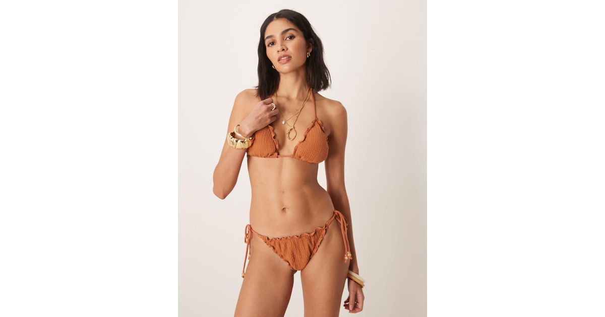 Stradivarius Tie Side Bikini Bottoms in Brown | Lyst