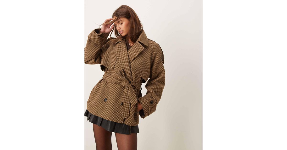 ASOS Oversized Formal Trench Coat With Strong Shoulder in Brown | Lyst