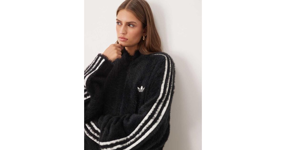 adidas Originals Classic Fuzzy Track Top in Black for Men | Lyst UK