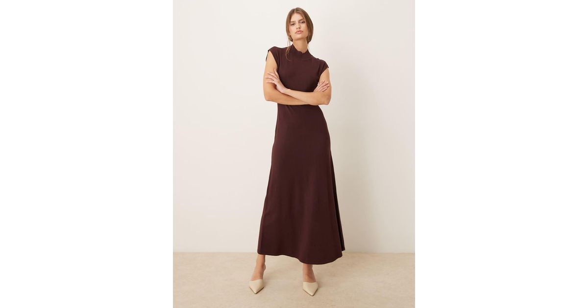 Mango Knitted Maxi Dress in Natural | Lyst UK
