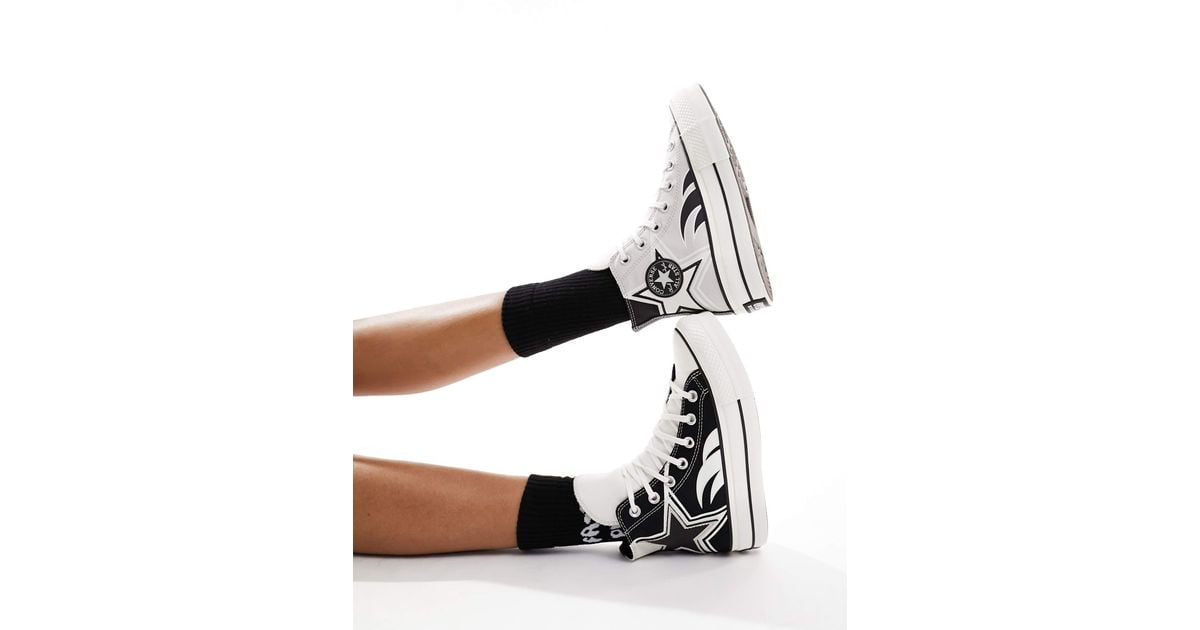 Converse Chuck Taylor All Star Lift Hi Racer Trainers in White | Lyst UK