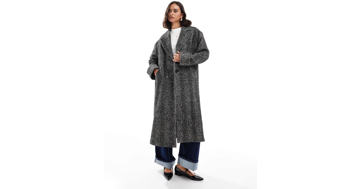 Miss Selfridge Oversized Chevron Maxi Coat | Lyst
