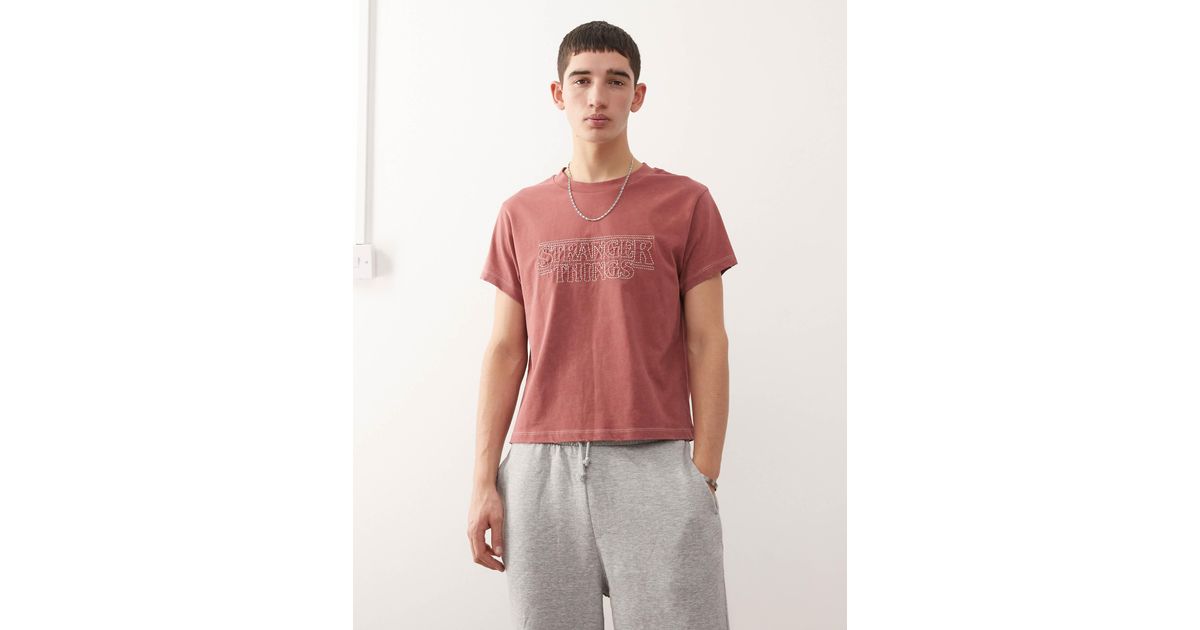Reclaimed (vintage) X Stranger Things Boxy T-shirt With Embroidered ...