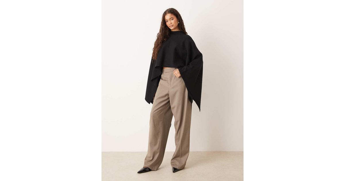 Gina Tricot Knitted Cape Jumper Top in Natural | Lyst UK