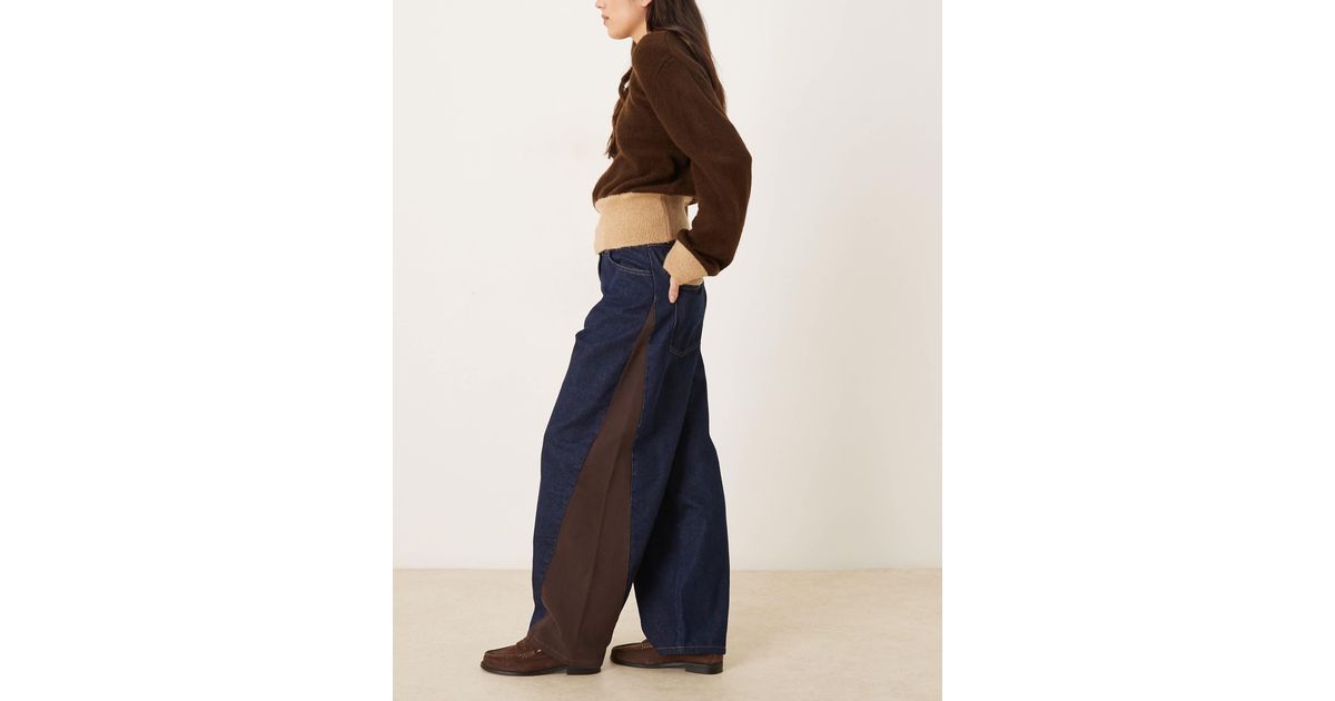 ASOS Barrel Jean With Corduroy Side Panels in Blue | Lyst