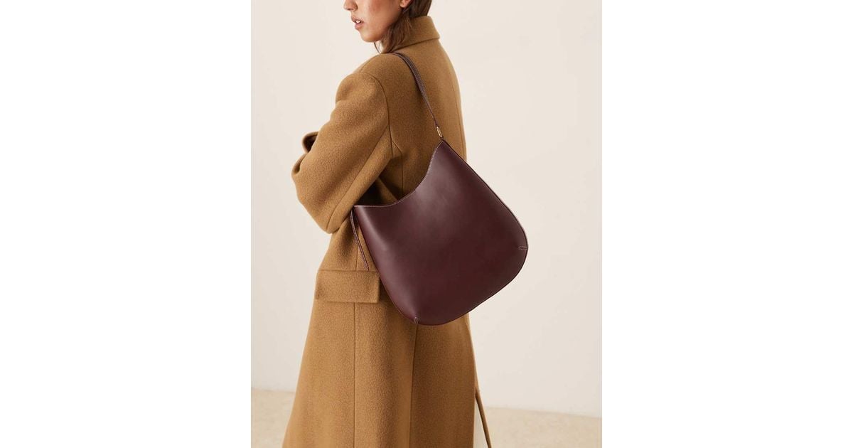 Mango Faux Leather Large Shoulder Bag in Brown | Lyst UK