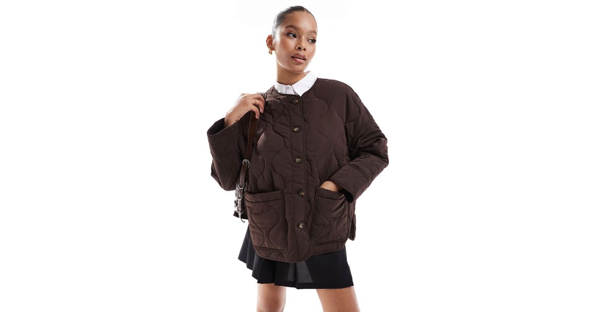 Object Onion Quilted Front Pocket Bomber in Brown | Lyst