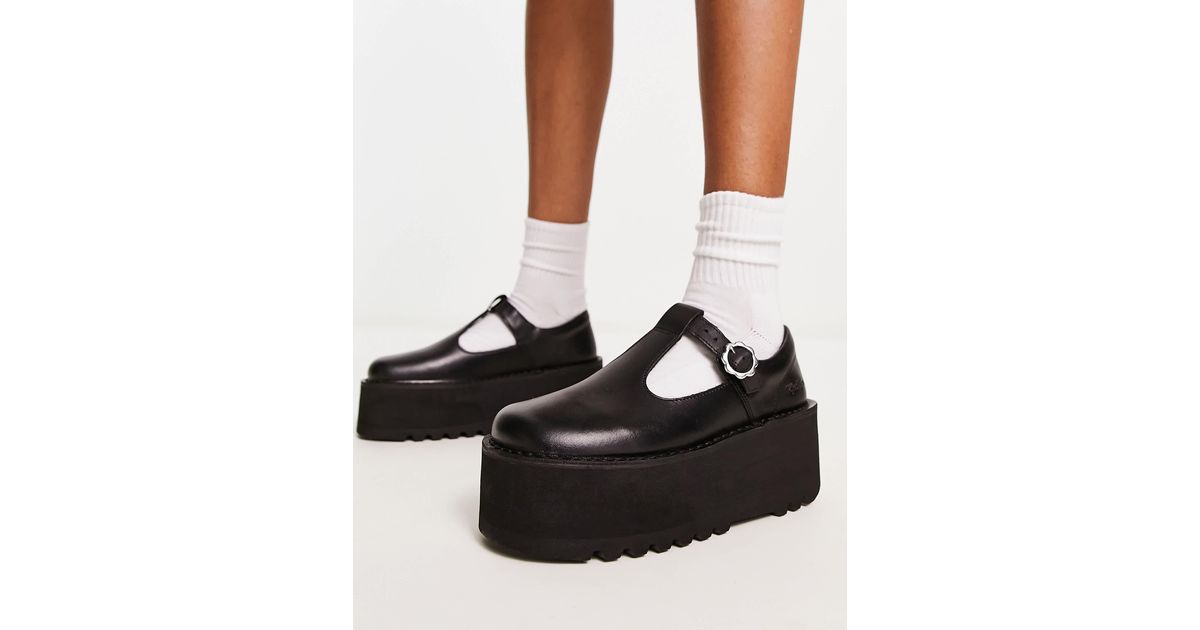 Kickers Kick T-bar Platform Shoes in Black | Lyst
