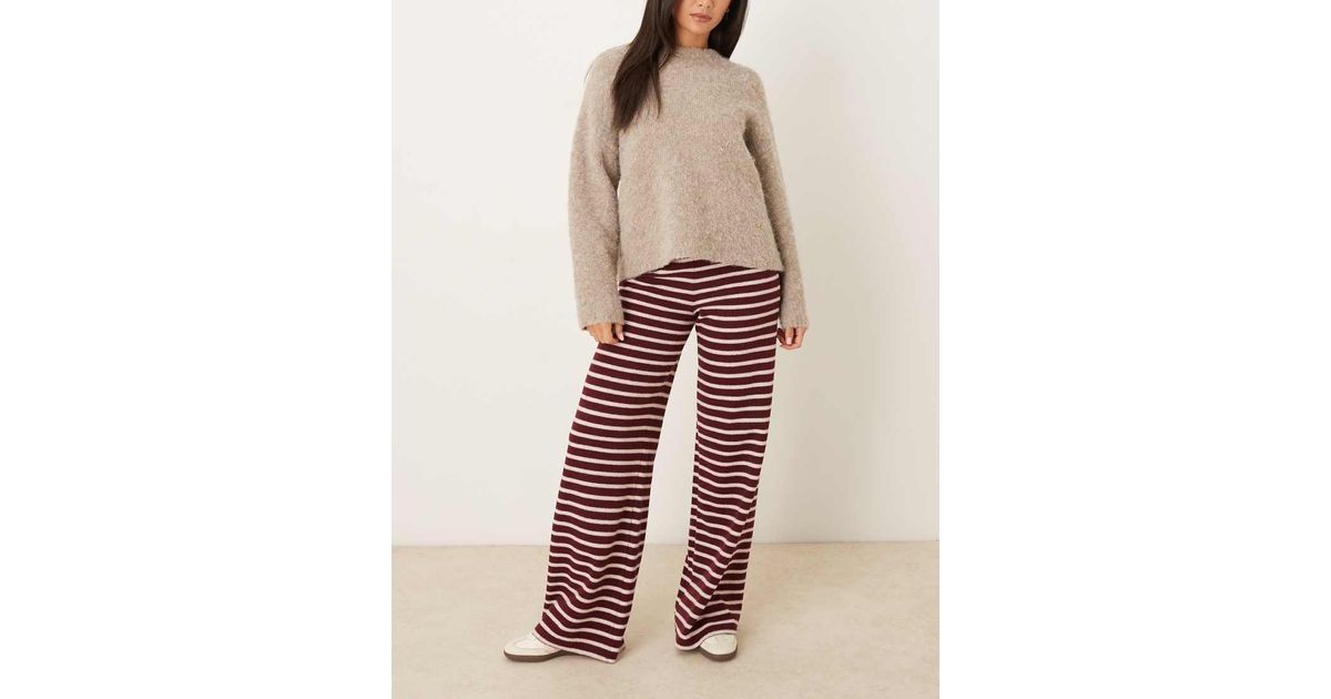 ASOS Brushed Stripe Wide Leg Trousers Co Ord | Lyst UK