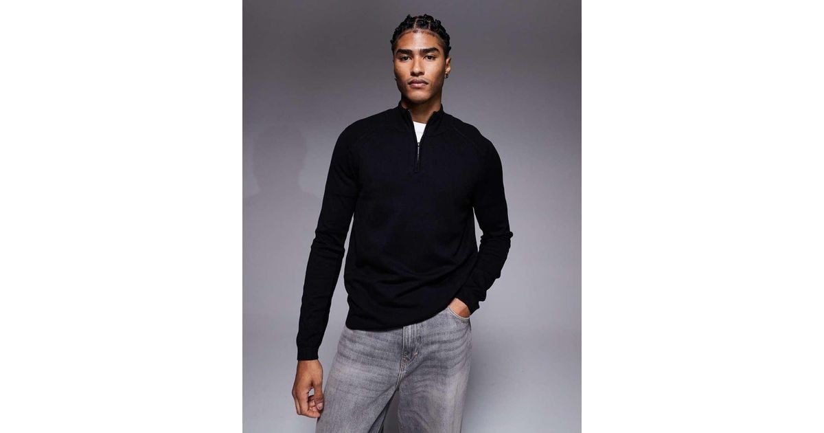 River Island Smart Half Zip Sweatshirt in Blue for Men | Lyst UK