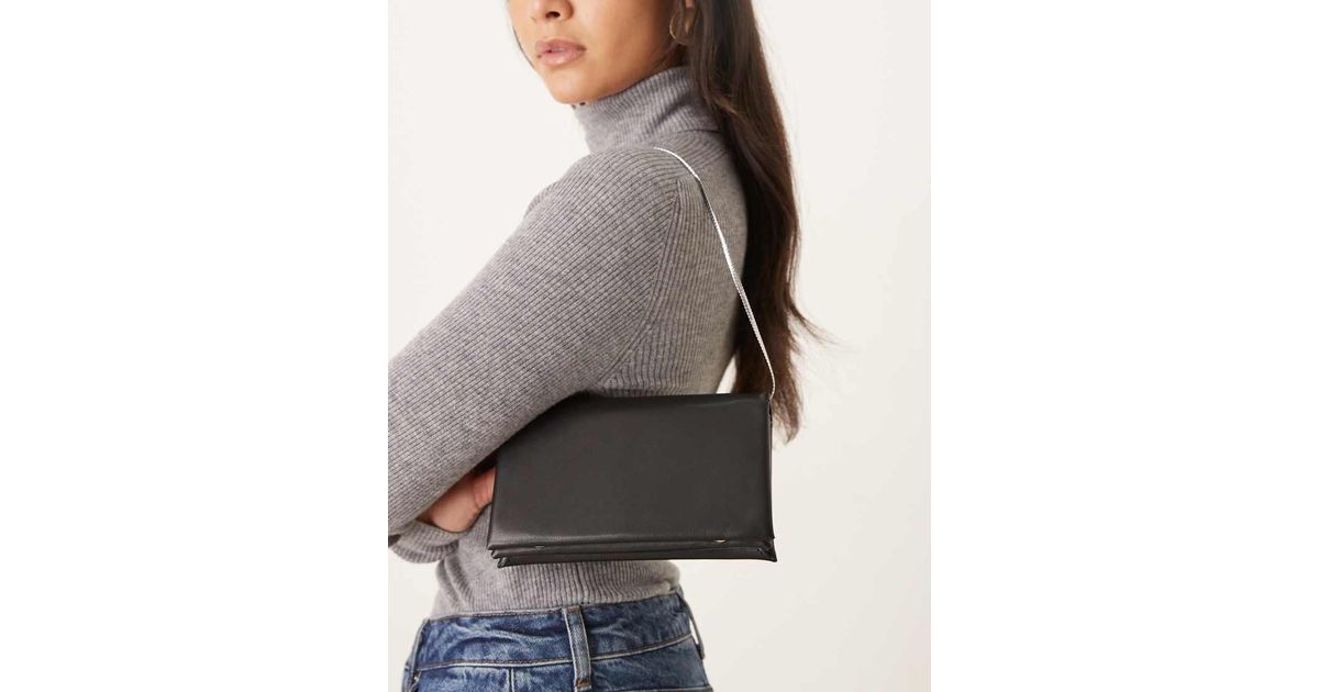 Mango Leather Shoulder Bag in Grey | Lyst UK