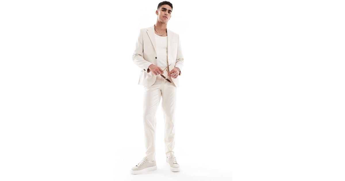 ASOS Four Way Stretch Skinny Suit Jacket in White for Men | Lyst